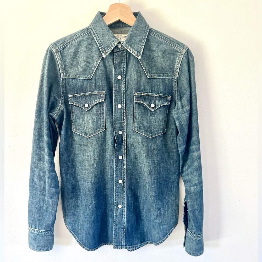 Polo Ralph Lauren Denim Western Shirt Pearl Snap Butt… - Gem